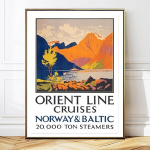 Orient Line Cruises Norway Baltic Vintage Travel Poster - Poster Print ...