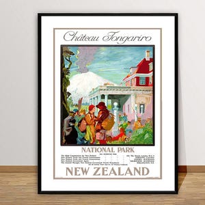 New Zealand Chateau Tongariro National Park Vintage Travel Poster ...