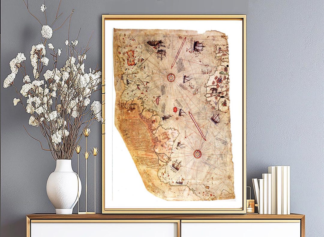 Mysterious Piri Reis World Map (1513) Vintage Antique Map - Historical ...