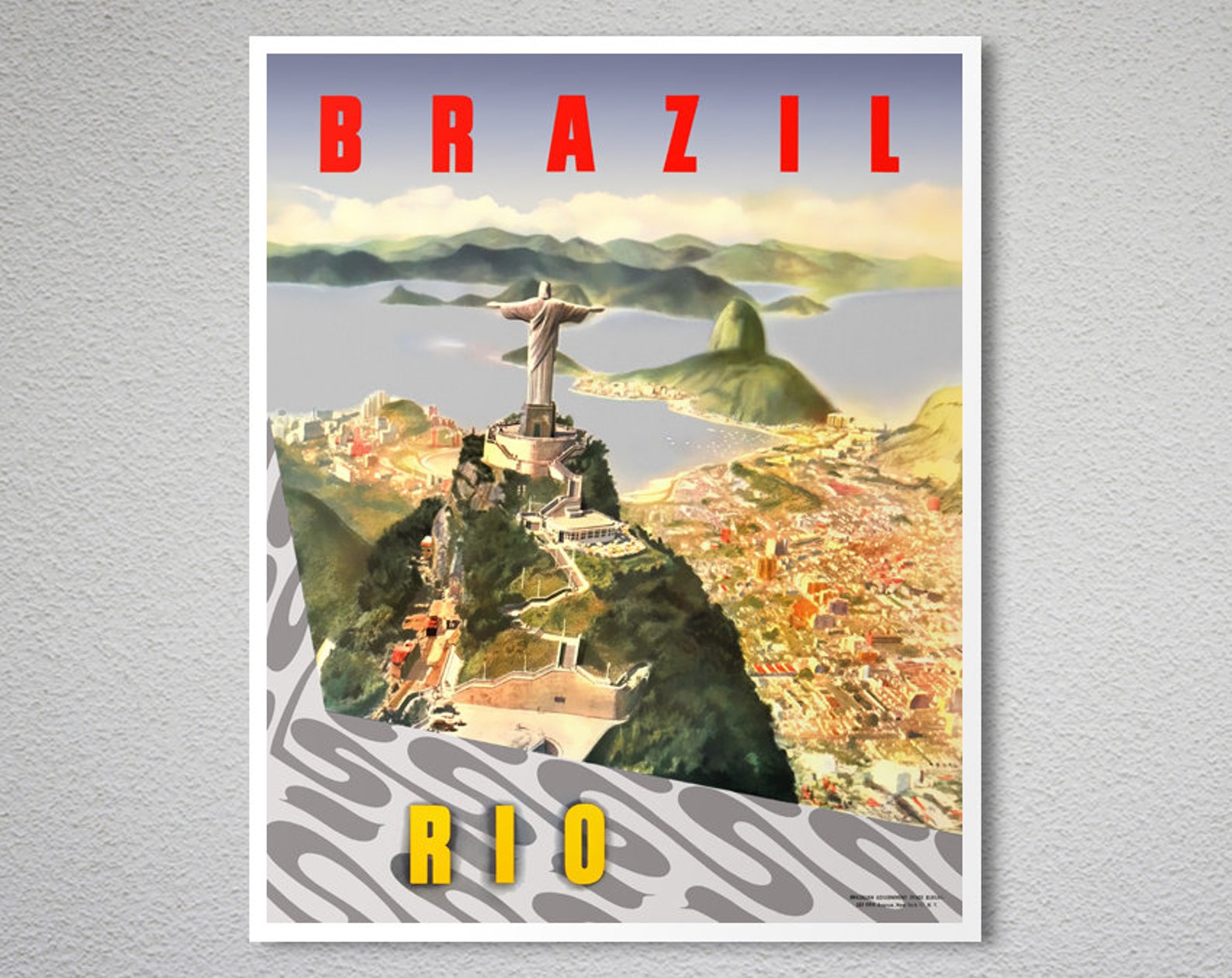 Brazil Rio Vintage Travel Poster Poster Print Sticker or | Etsy