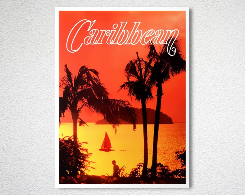 Caribbean Vintage Travel Poster Poster Paper or Canvas Print - Etsy
