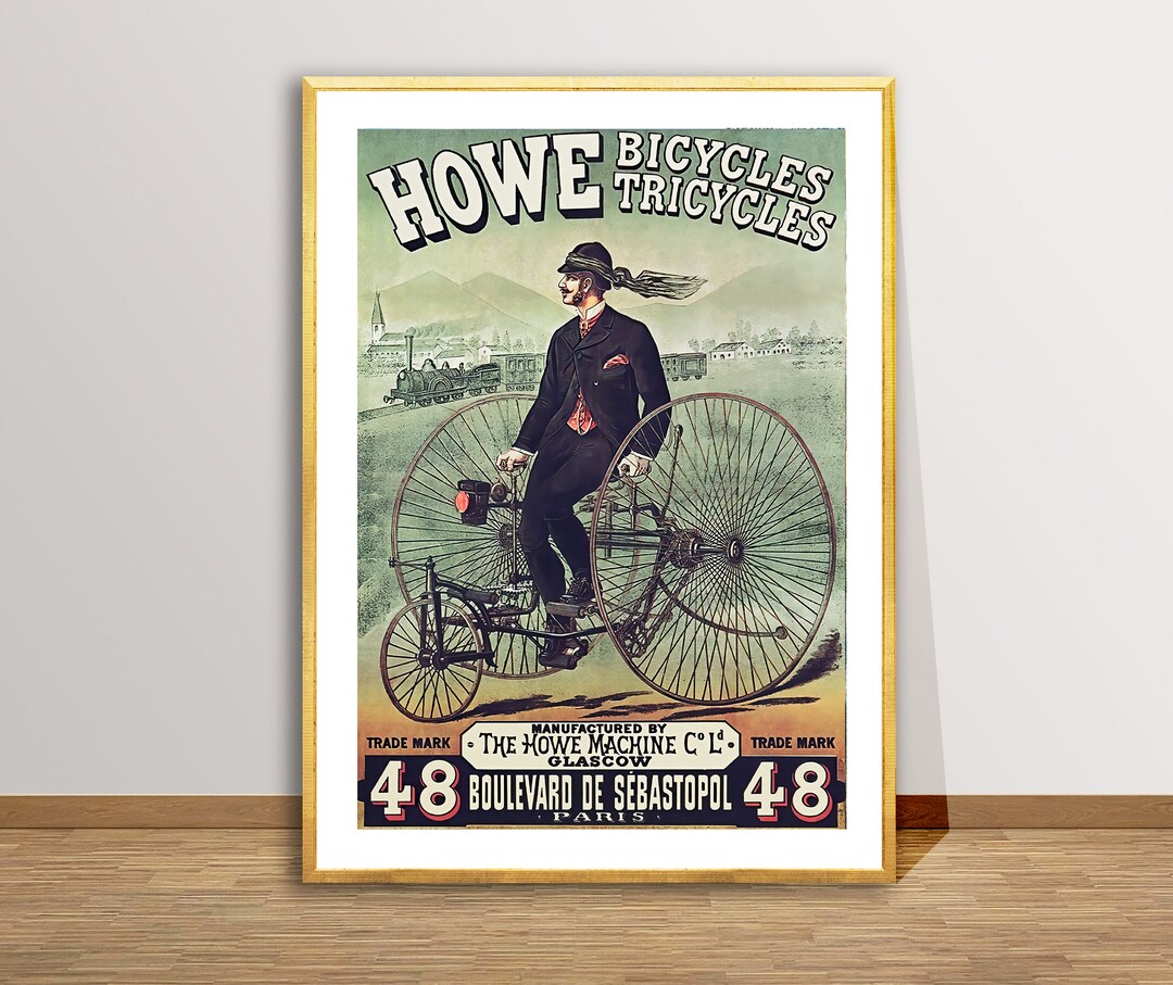 Howe Vintage Bicycles, Tricycles Poster - Retro Bicycle Poster, Cycle ...