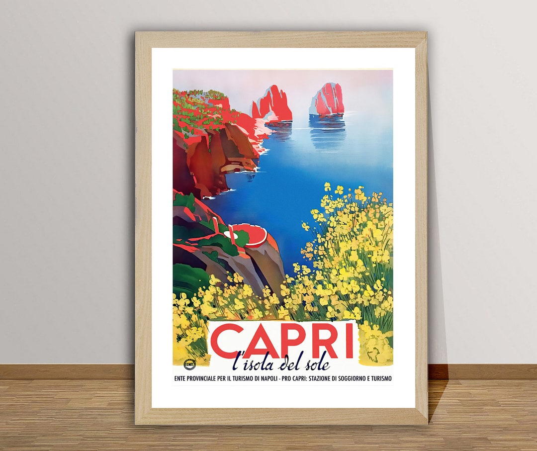 Capri, Italy Vintage Travel Poster - Capri Poster, Capri Lovers, Wall ...