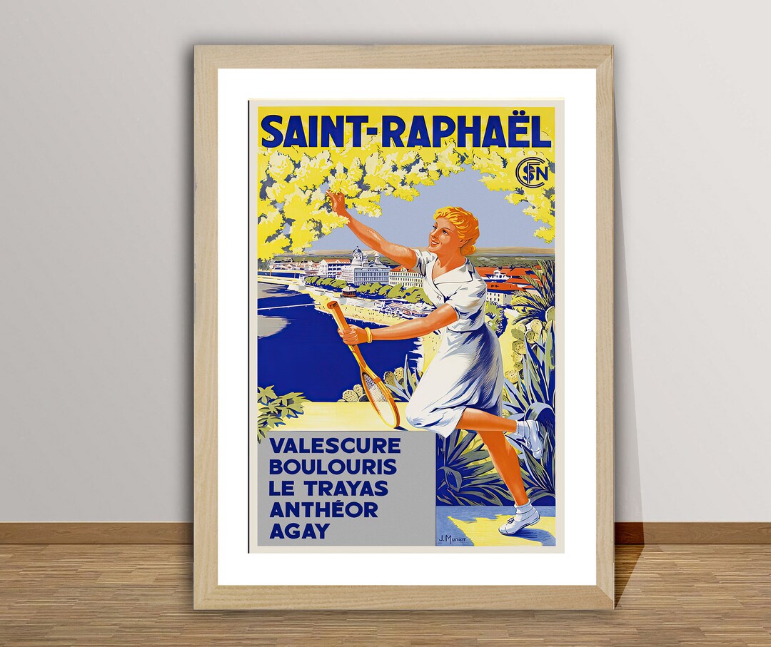 Saint Raphael, France Vintage Travel Poster - Poster Paper or Canvas ...
