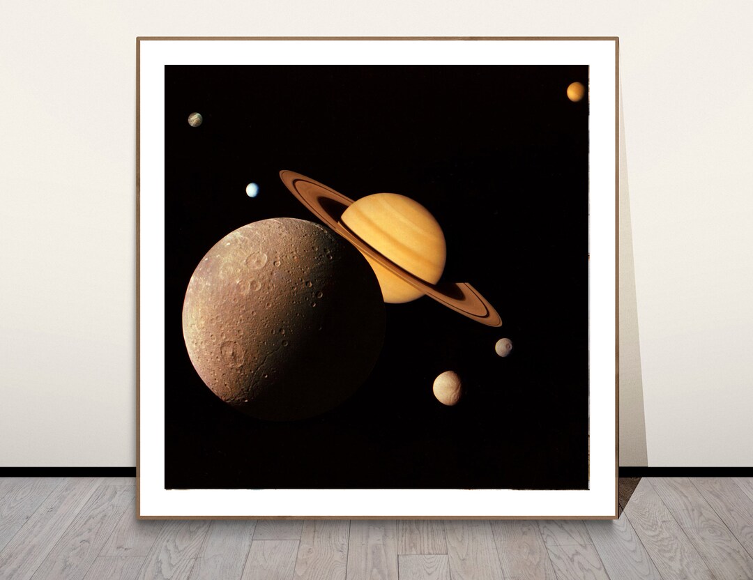 Saturn System Montage, NASA Posters, Space Posters, High-resolution ...