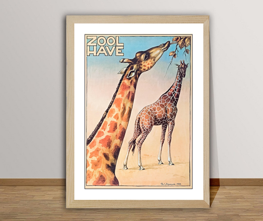 Zool Have Giraffe Vintage Travel Poster - Poster Print or Canvas Print ...