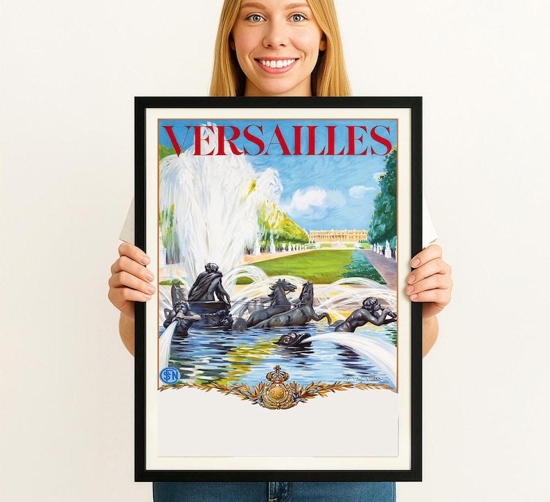 Versailles France Vintage Travel Poster: Palace Fountain Art Print - Etsy