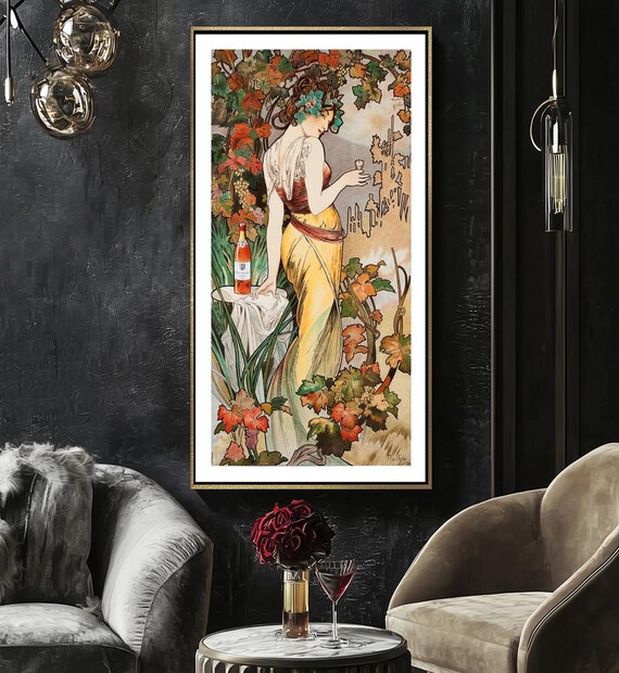 Cognac Vintage Food drink Poster by Alphonse Mucha Beverage Art Gift Idea Wall Decor Etsy