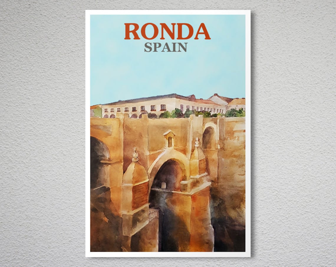 Ronda Spain Vintage Travel Poster Poster Paper Sticker or | Etsy