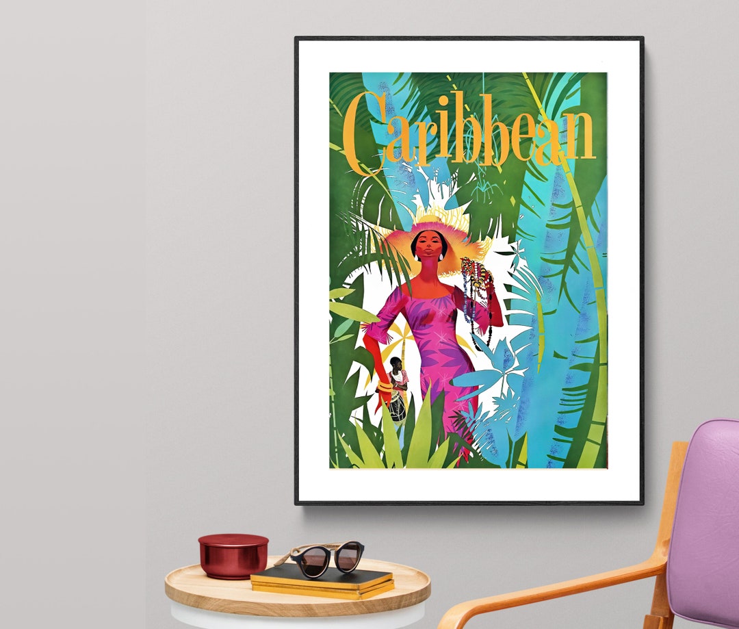 Caribbean Vintage Travel Poster Poster Paper or Canvas Print / Gift ...