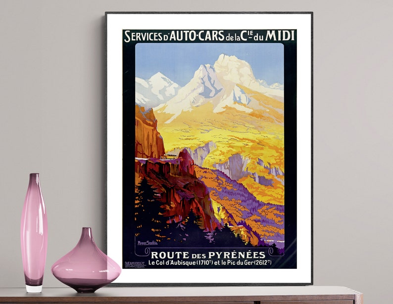 Route Des Pyrenees Vintage Travel Poster Poster Paper or - Etsy
