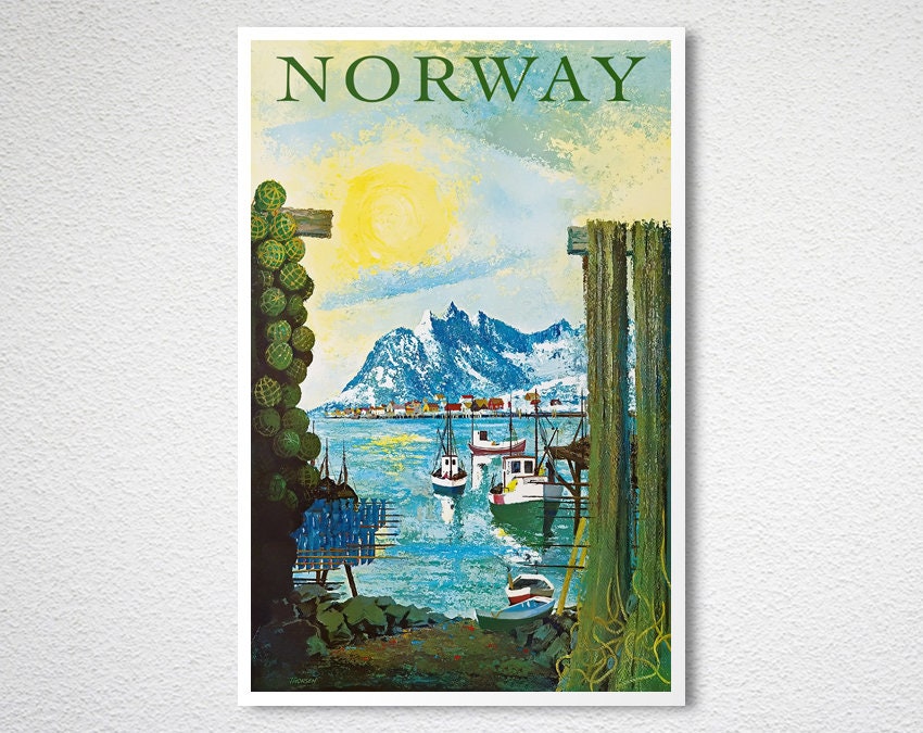 Norway Vintage Travel Poster Poster Paper or Canvas Print / - Etsy