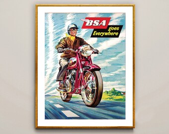 Vintage BSA 500 Motorcycle Advertising Poster Print - Etsy