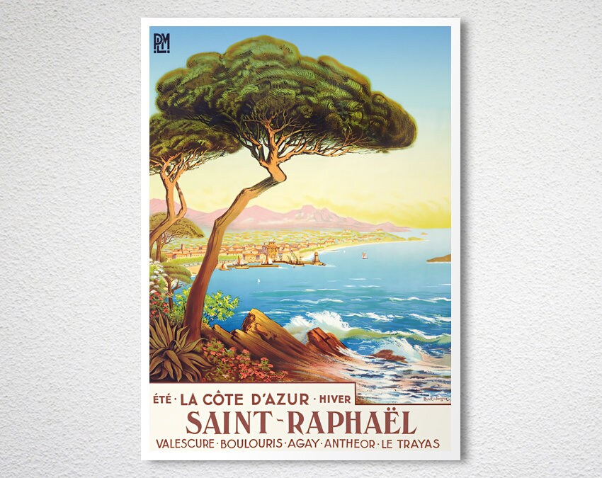 Saint Raphael France Vintage Travel Poster Poster Paper or - Etsy