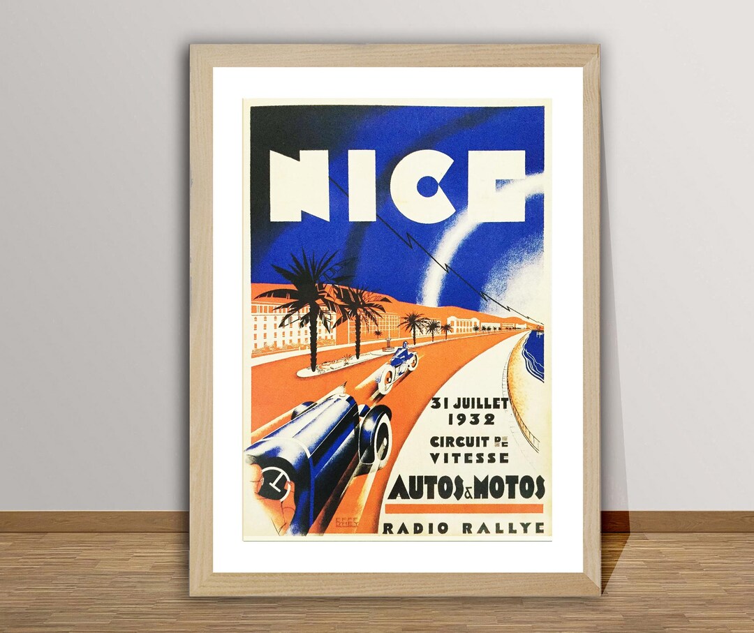 1932 Nice Grand Prix Poster: Vintage French Riviera Auto Race Art - Etsy