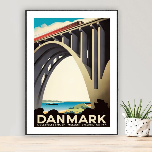 Denmark Print: Vintage Danish Castle Travel Poster | Etsy