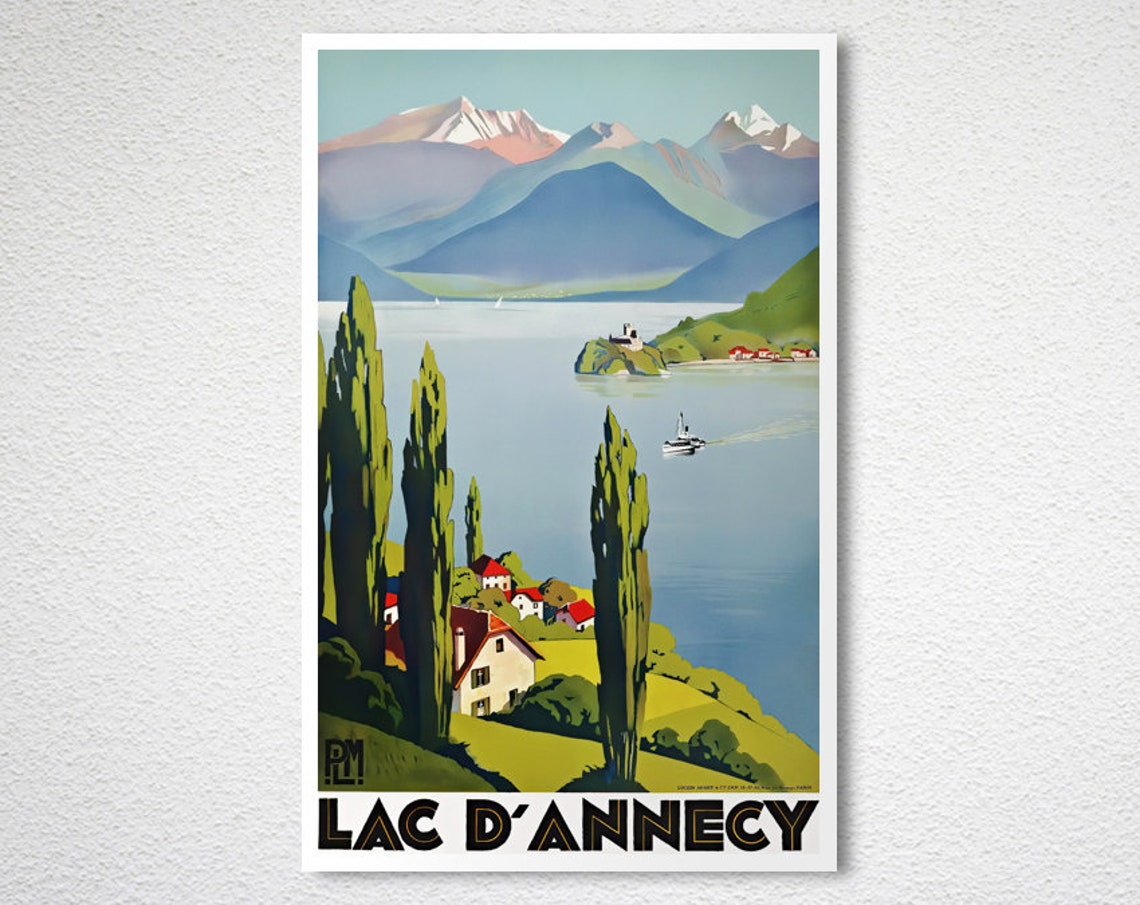 Lac D'annecy France Vintage Travel Poster French Travel - Etsy