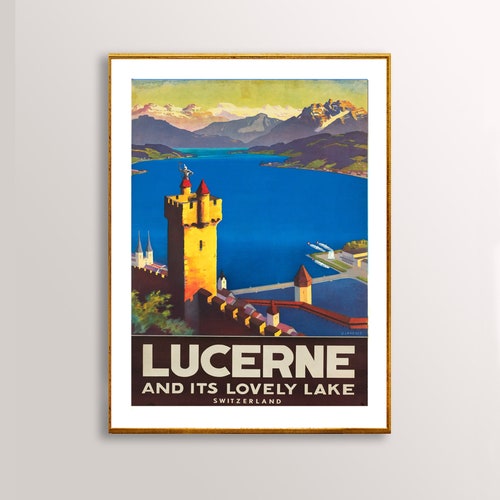 Lucerne Poster: Vintage Swiss Lake Travel Print - Etsy