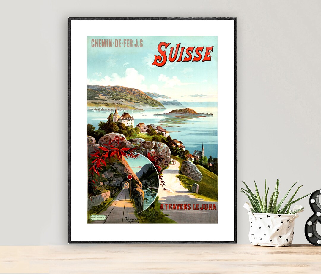 Swiss Jura Vintage Travel Poster: Suisse Chemin De Fer, Wall Art - Etsy