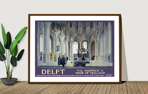 Delft Netherlands Vintage Travel Poster Poster Print | Etsy