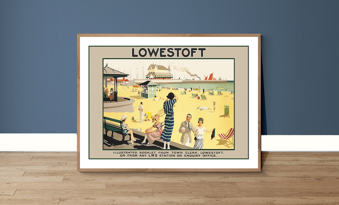 Lowestoft, England Vintage Travel Poster - Poster Paper or Canvas Print ...