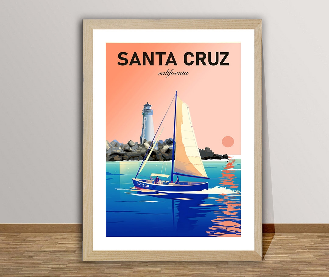 Santa Cruz, California Travel Poster by Wed - Santa Cruz Affiche, Santa ...