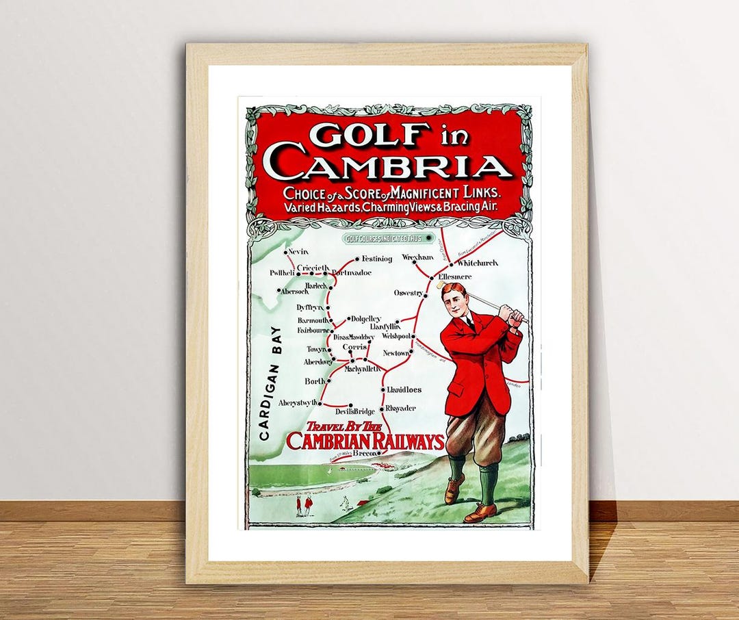 Golf in Cambria, Wales Vintage Sport Poster - Golf Sport Poster / Gift ...