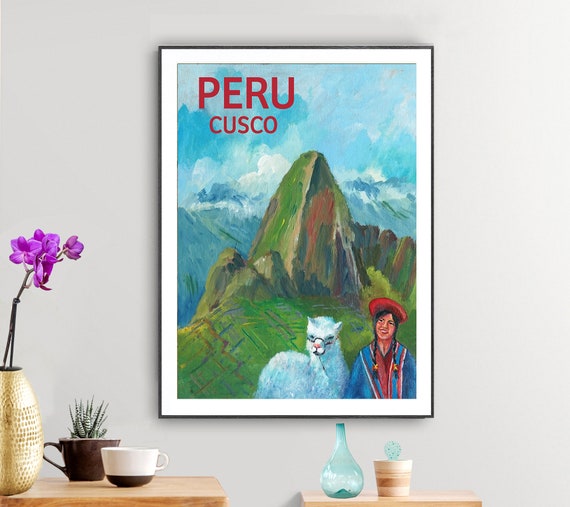 Peru Cusco Vintage Travel Poster Poster Paper Sticker or | Etsy