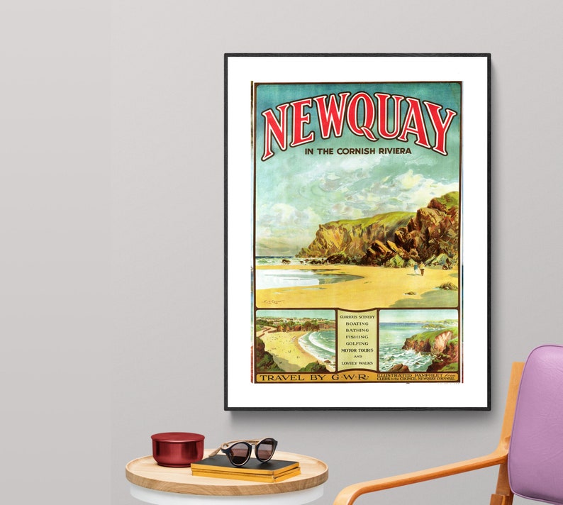 Newquay in the Cornish Riviera Vintage Travel Poster Poster - Etsy