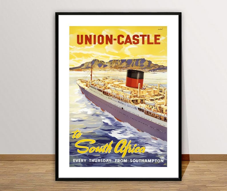 South Africa Travel Poster: Union Castle Vintage Print - Etsy UK