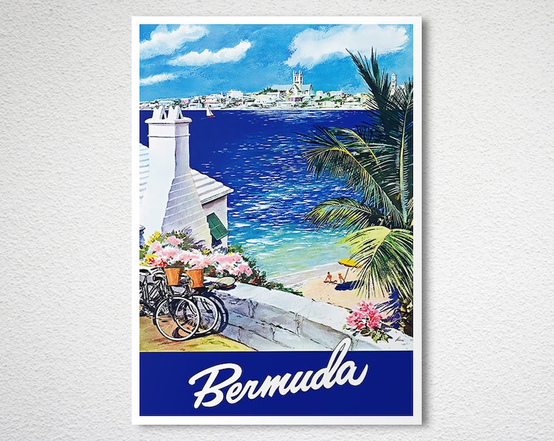 Bermuda Vintage Travel Poster Poster Paper or Canvas Print / - Etsy