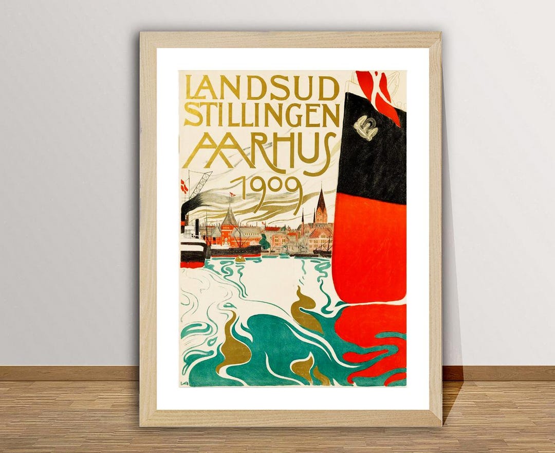 Aarhus Denmark Vintage Travel Poster: Landsud Stillingen 1909 - Etsy