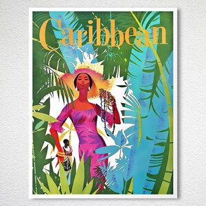 Caribbean Vintage Travel Poster Poster Paper or Canvas Print / Gift ...