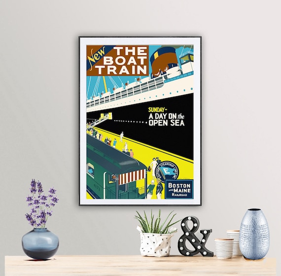 The Boat Train Boston and Maine Railroad Vintage Travel | Etsy