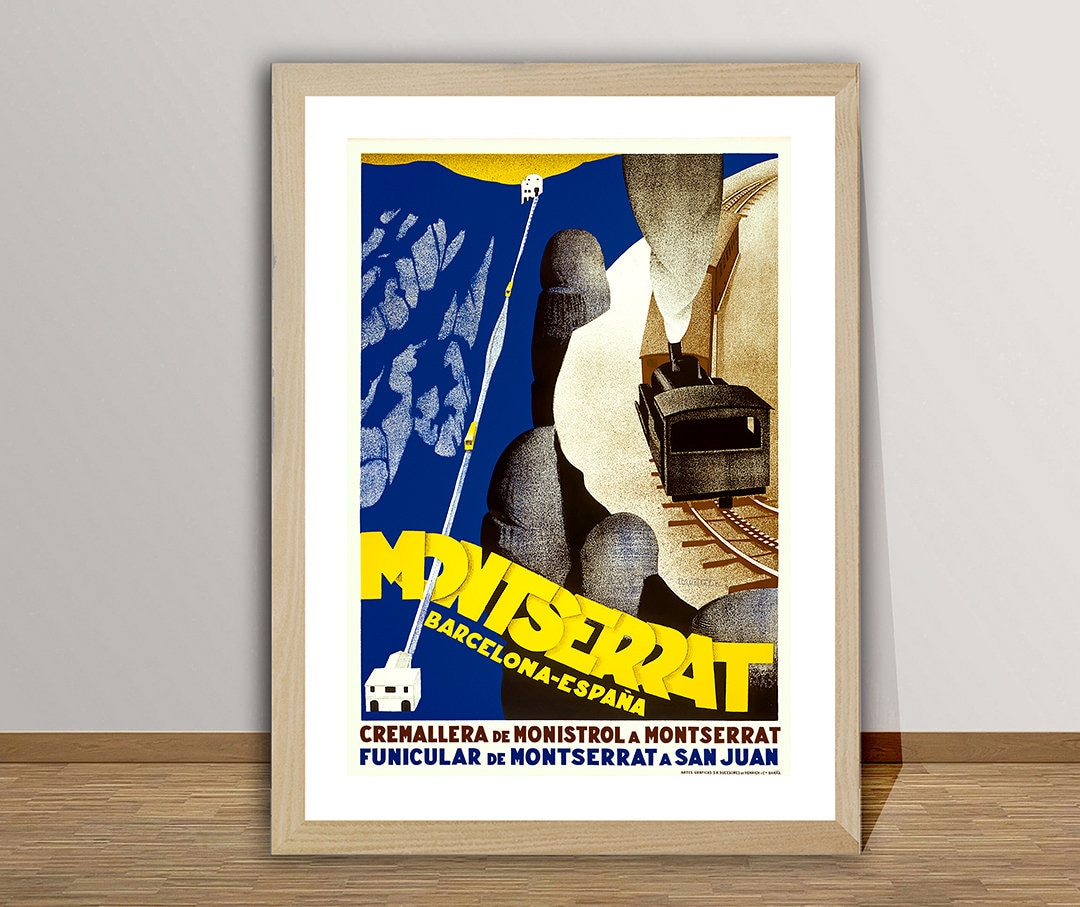 Montserrat Barcelona Espana Vintage Travel Poster - Poster Paper or ...