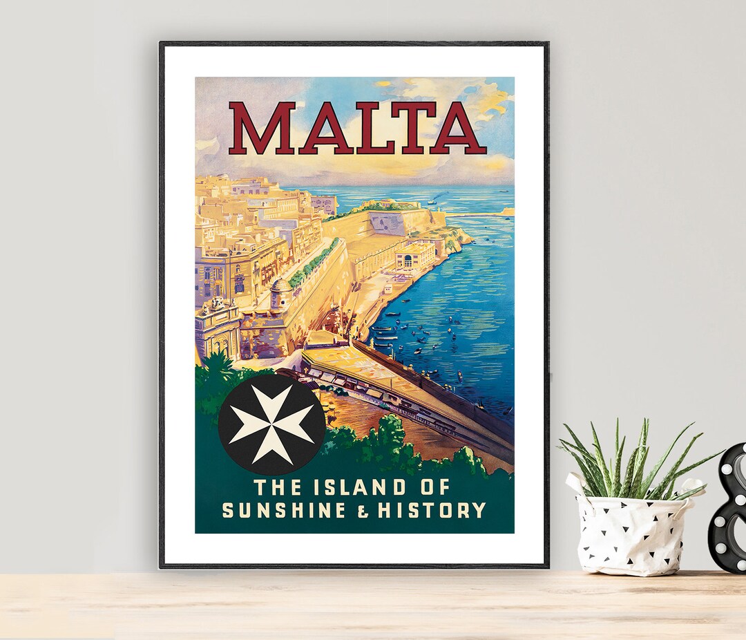 Malta the Island of Sunshine and History Vintage Travel Poster - Poster ...