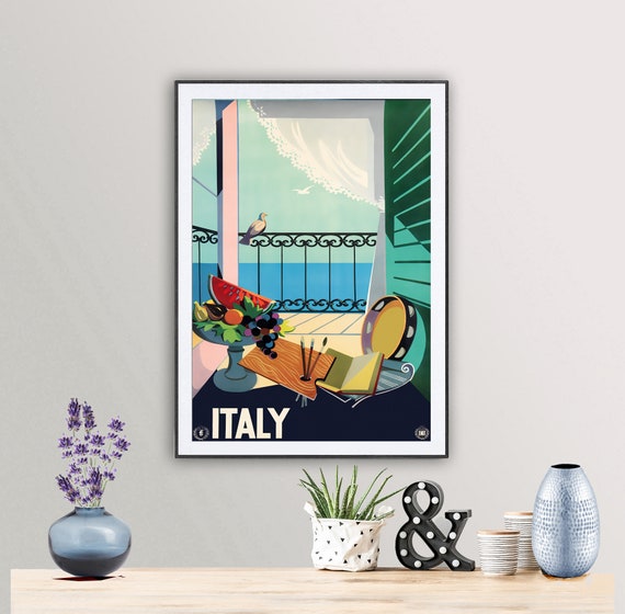 Italy Vintage Travel Poster Poster Paper Sticker or Canvas | Etsy