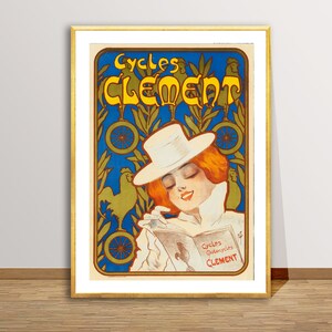 Cycles Clement Vintage Bicycle Poster Retro Cycle Poster, Sport Poster ...
