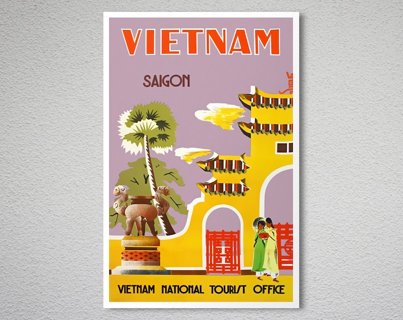 Vietnam Saigon Vintage Travel Poster Poster Print or Canvas - Etsy