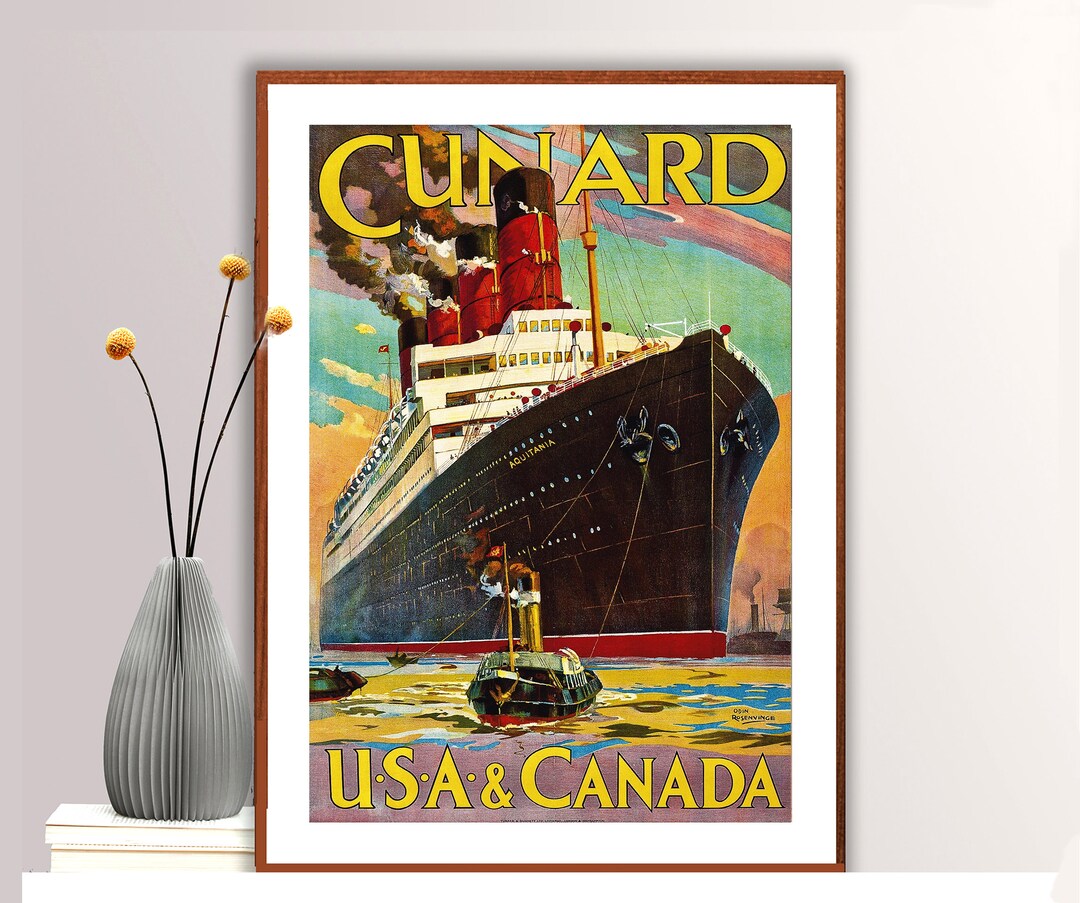 Cunard USA, Canada Vintage Travel Poster - Poster Paper or Canvas ...