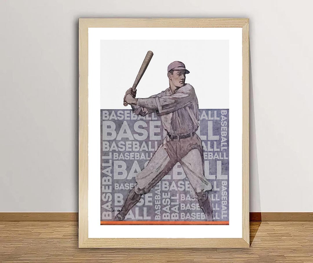 Vintage Baseball Player Poster: Sport Wall Decor - Etsy