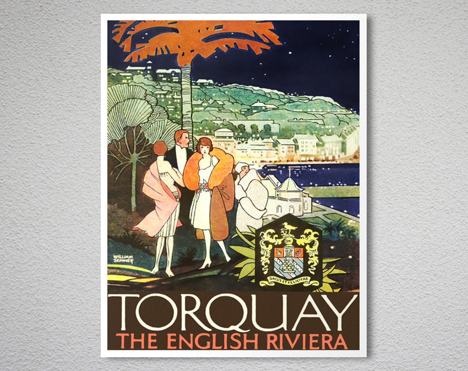 Torquay The English Riviera Vintage Travel Poster Poster | Etsy