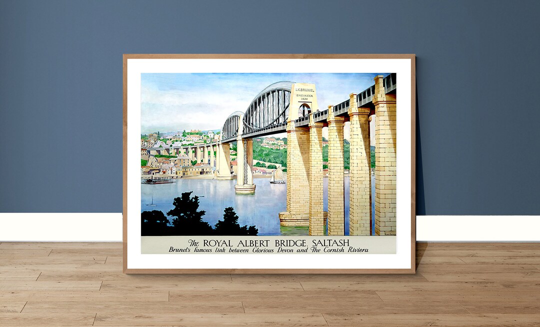 The Royal Albert Bridge Saltash England Vintage Travel Poster - Poster ...