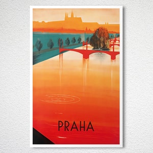 Praha, Prague Vintage Travel Poster Poster Paper or Canvas Print / Gift ...