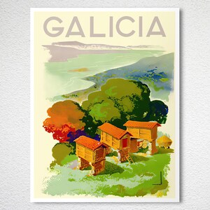 Galicia Spain Vintage Travel Poster Poster Paper Sticker | Etsy