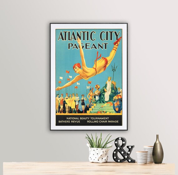 Atlantic City Pageant America Vintage Travel Poster | Etsy