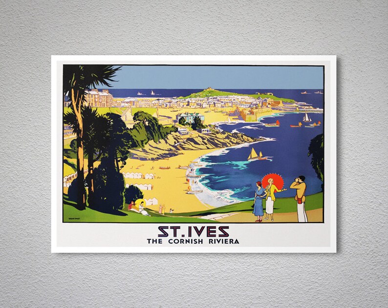 St. Ives The Cornish Riviera Vintage Travel Poster 1935 | Etsy