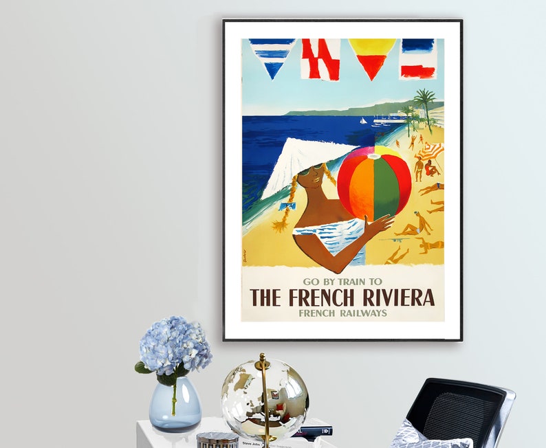 The French Riviera Vintage Travel Poster Poster Paper | Etsy