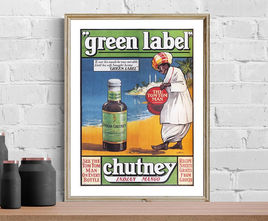 Vintage Indian Mango Chutney Art Print: Green Label Advertisement - Etsy