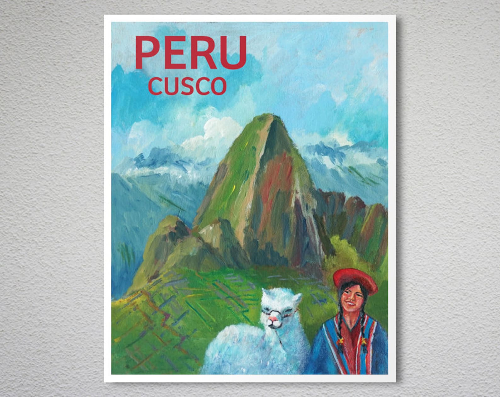 Peru Cusco Vintage Travel Poster Poster Paper Sticker or | Etsy